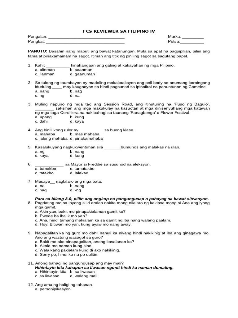 NAT Reviewer Filipino | PDF