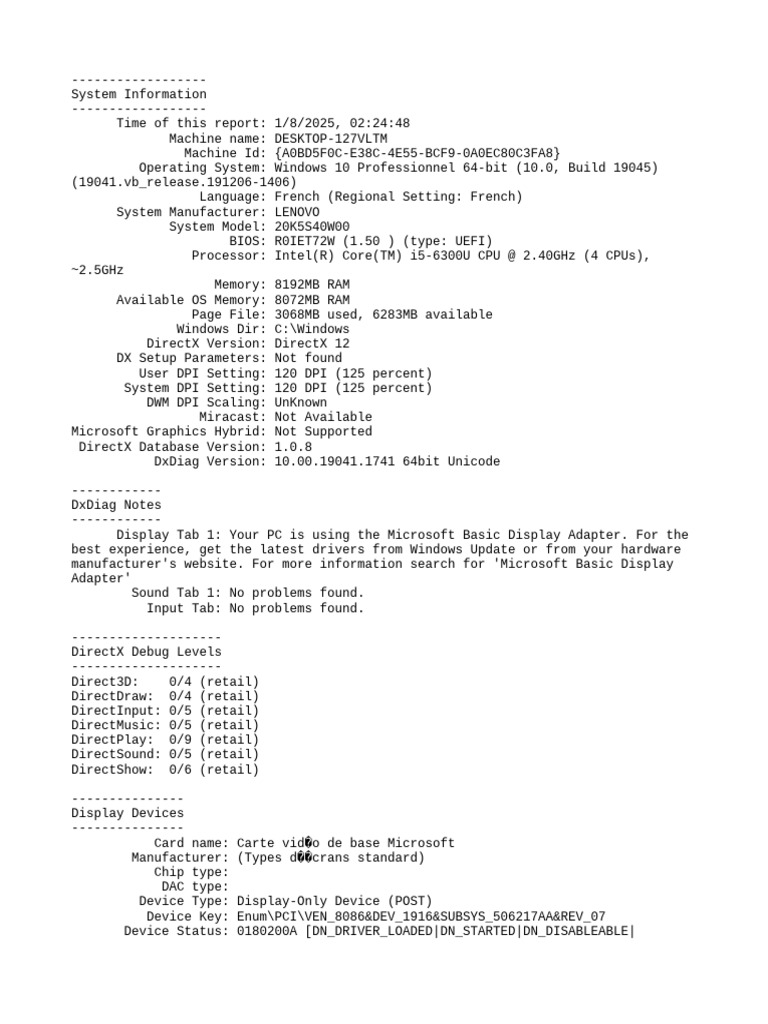 DxDiag | PDF | Device Driver | System Software