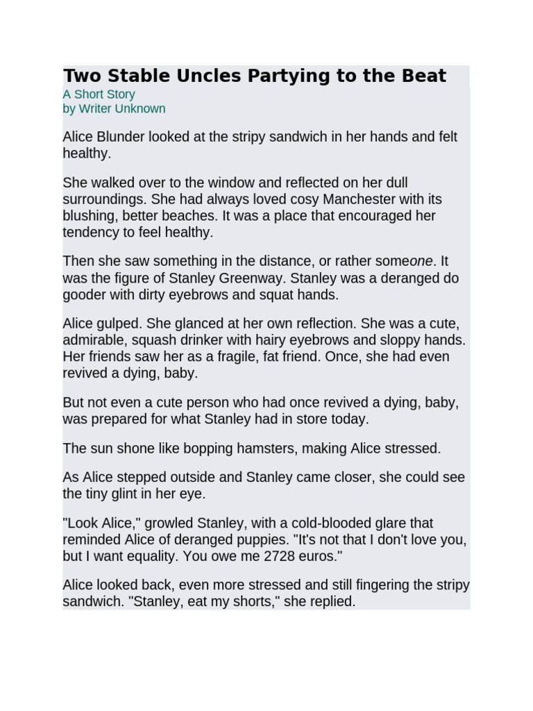 Two Stable Uncles Partying To The Beat | PDF