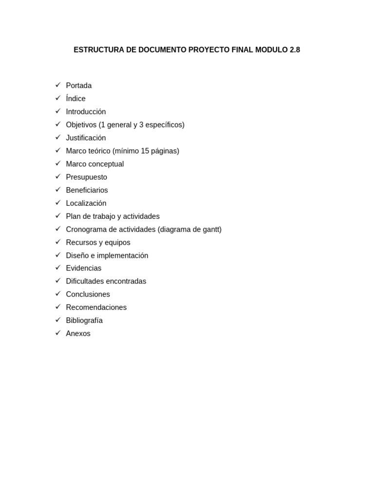 Estructura de Documento Proyecto Final Modulo 2.8 | PDF