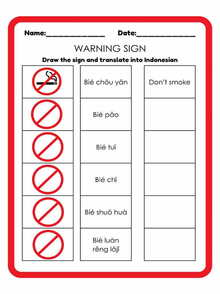 Mandarin Warning Sign | PDF