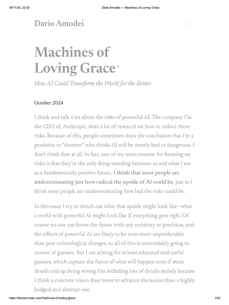 AMODEI, DARIO. Machines of Loving Grace. | PDF