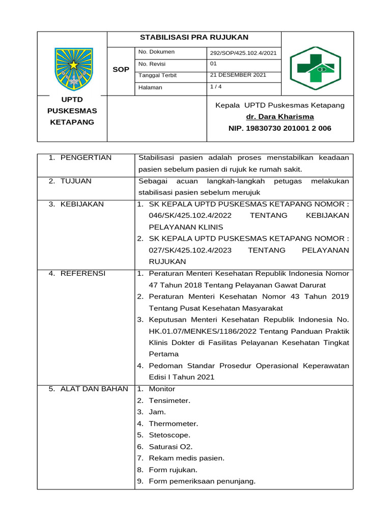 421c SOP STABILISASI PRA RUJUKAN | PDF