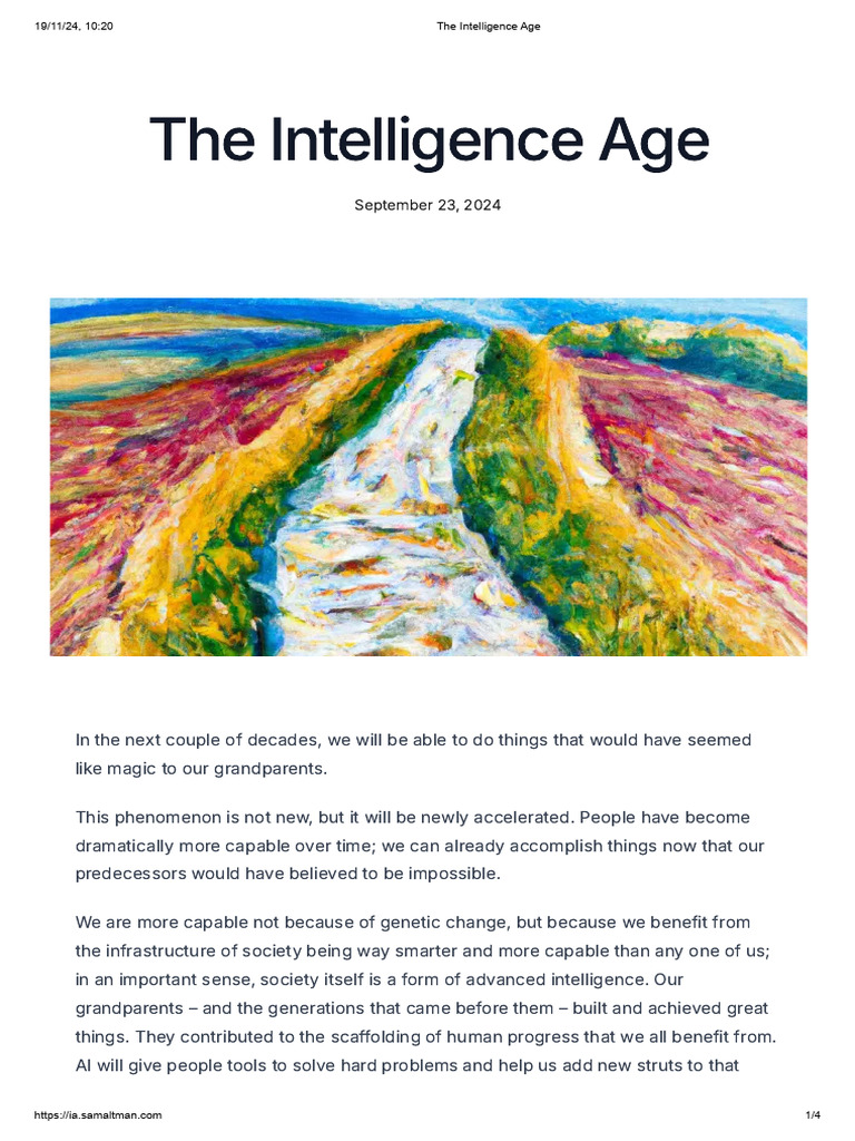 ALTMAN, SAM. The Intelligence Age | PDF | Artificial Intelligence ...