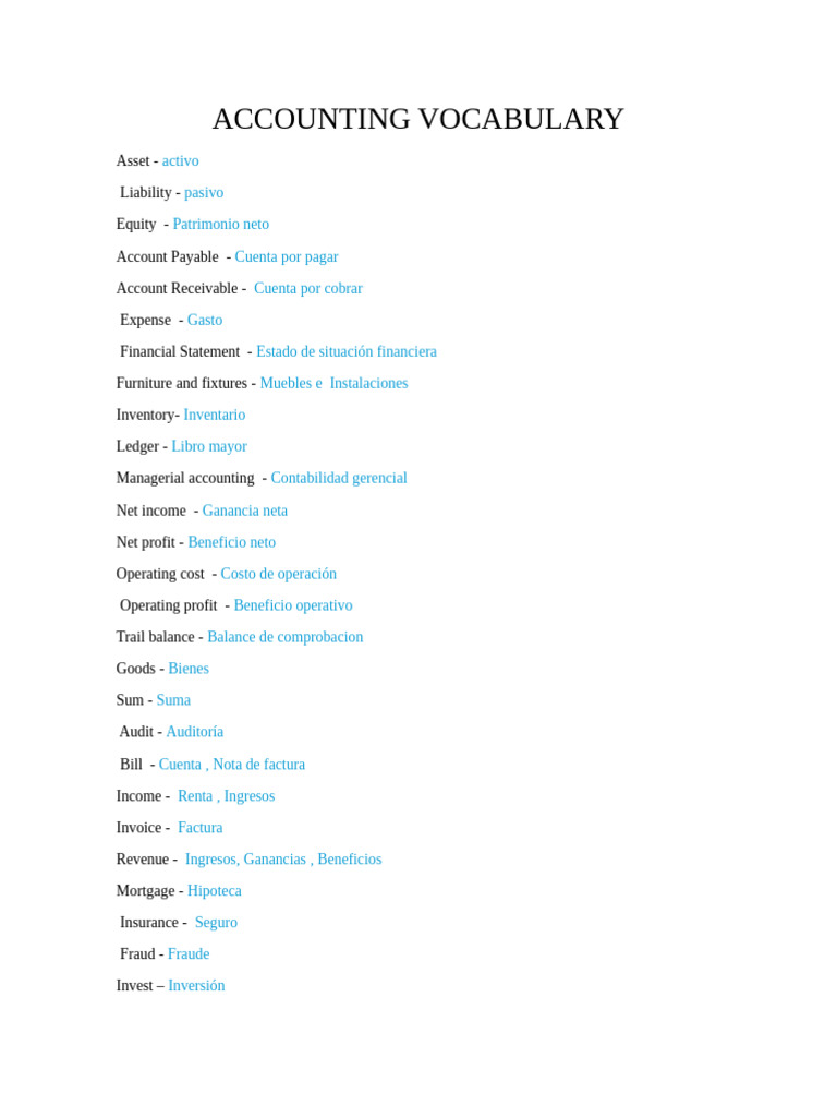Accounting Words | PDF