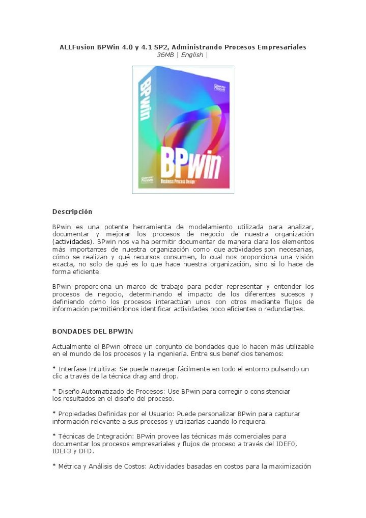 BPWin 4.0: Modelamiento de Procesos Empresariales | PDF | Información ...