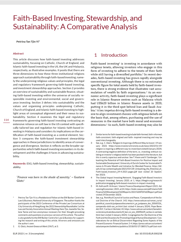Faith-Based Investing and Sustainability | PDF | Sustainability ...