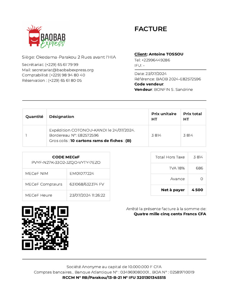 Tarifs Baobab Express 2024-2025 | PDF