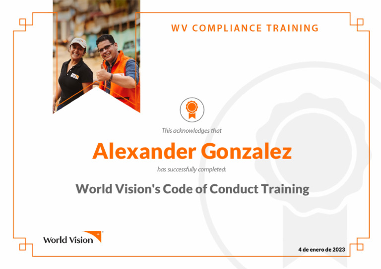 Code of Conduct Certificate of Completion | PDF