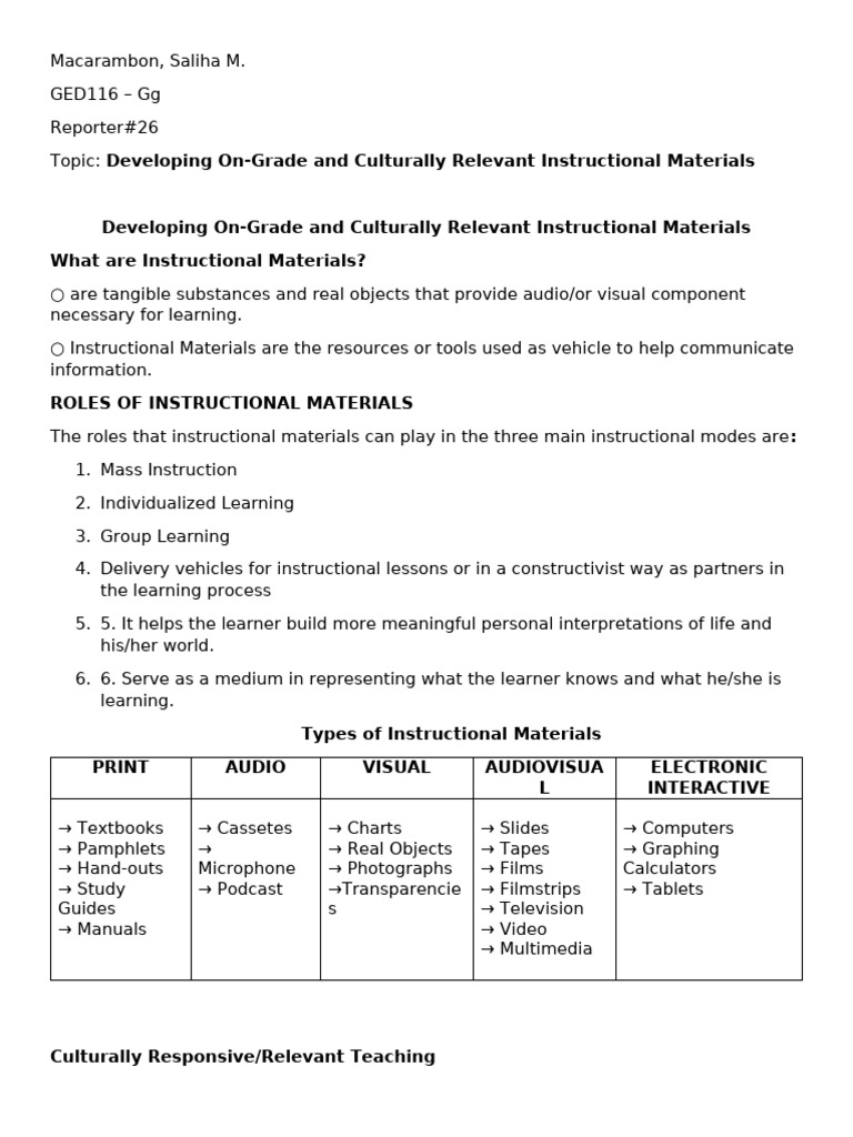 Reporter 26 GED116-Gg Handouts | PDF | Learning | Educational Assessment