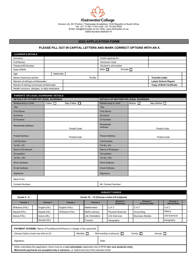 2025 Application Form - 051240 | PDF