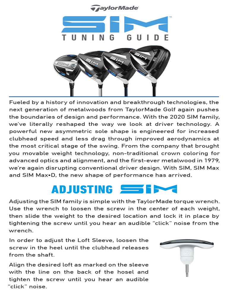 2020 Tuning Manual Taylormade SIM | PDF