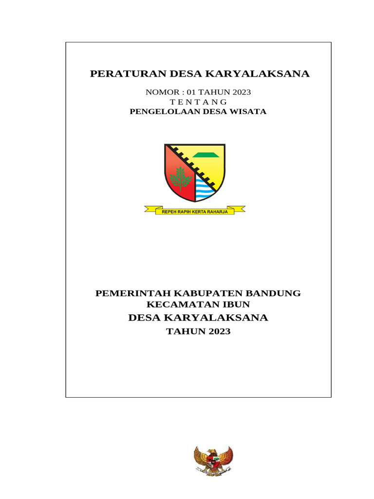 Perdes Desa Wisata Karyalaksana | PDF