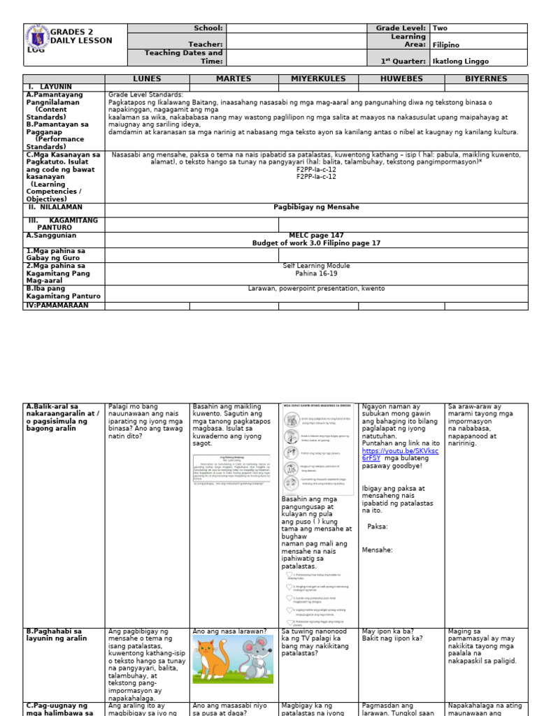 1st Quarter Filipino Week 3 | PDF