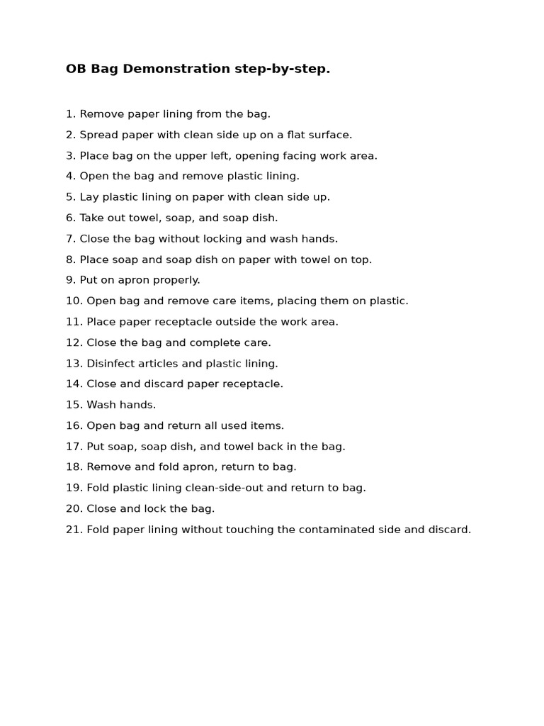 OB Bag Demonstration Step-By-Step | PDF