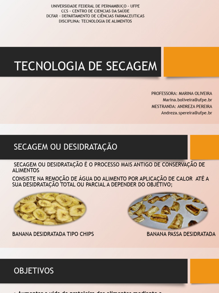 Aula 1 _ TECNOLOGIA DE SECAGEM | PDF | Calor | Umidade