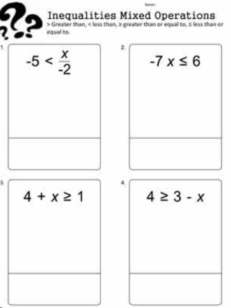 Inequalities Mixed Operations | PDF