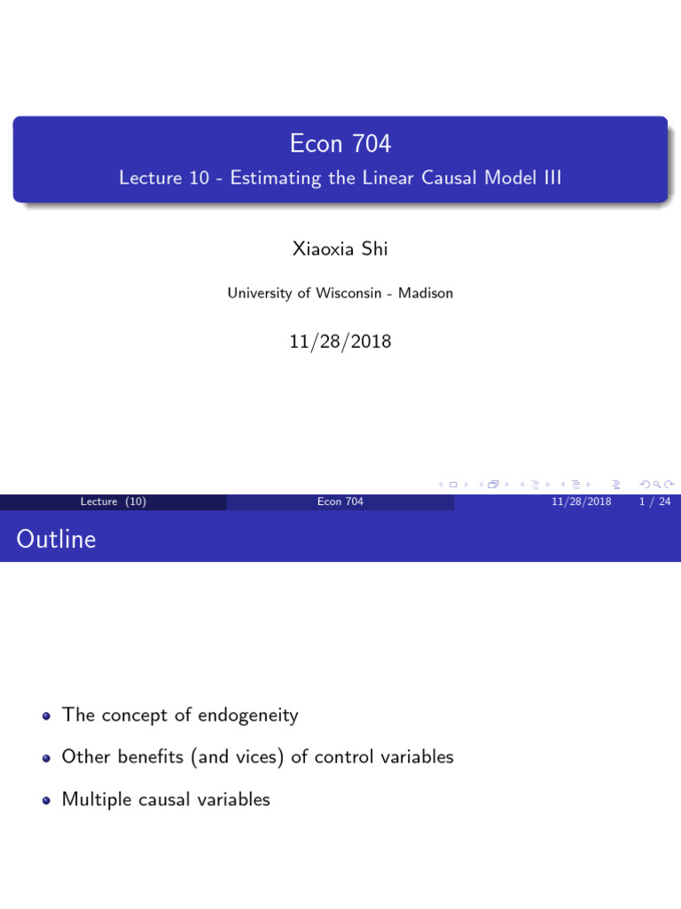 Lecture10-Estimating The Linear Causal Model II - Slides Annotated | PDF | Linear Regression ...