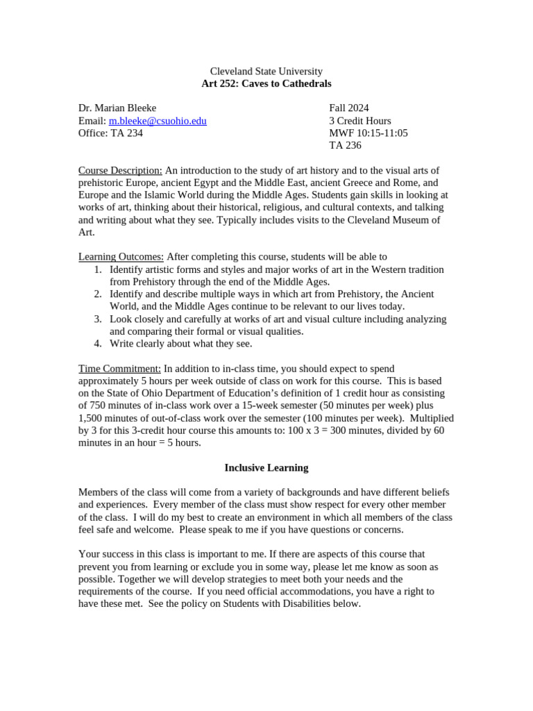 Art History Course Overview at CSU | PDF | Academic Dishonesty