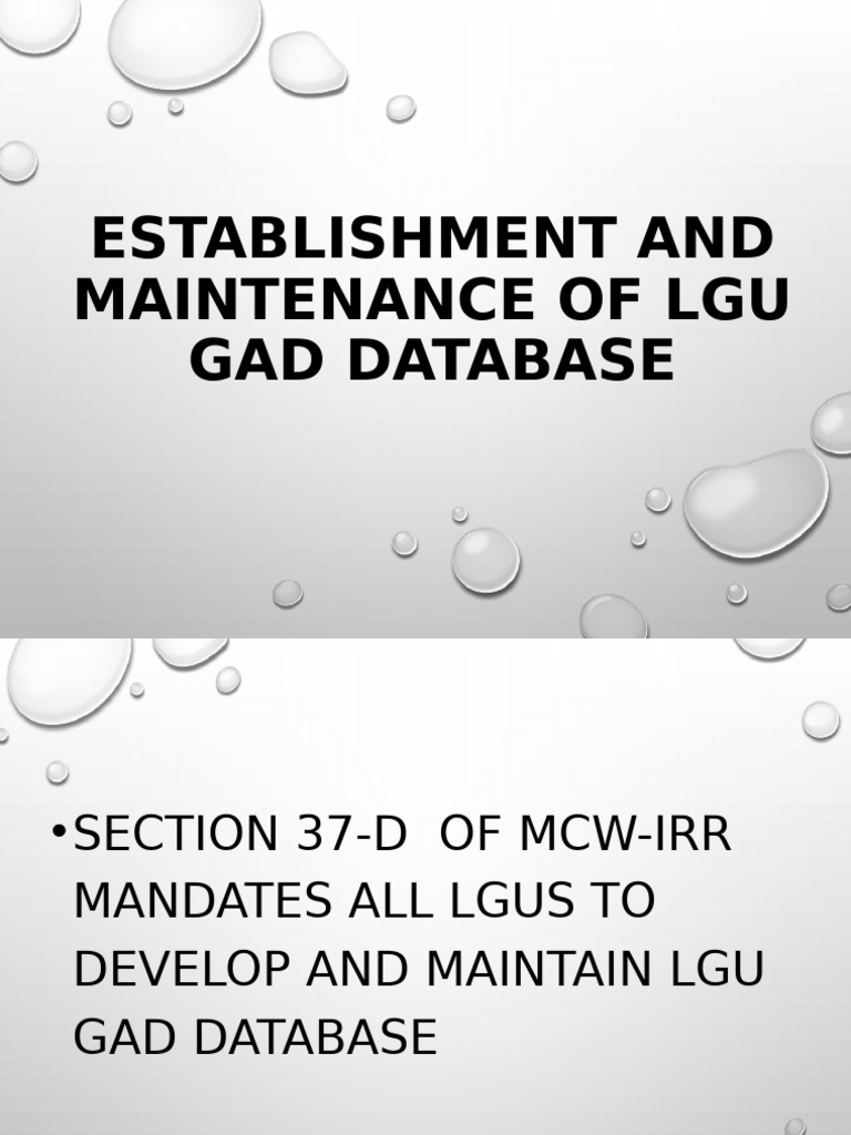 #4.a - Establishment and Maintenance of Lgu Gad Database | PDF ...