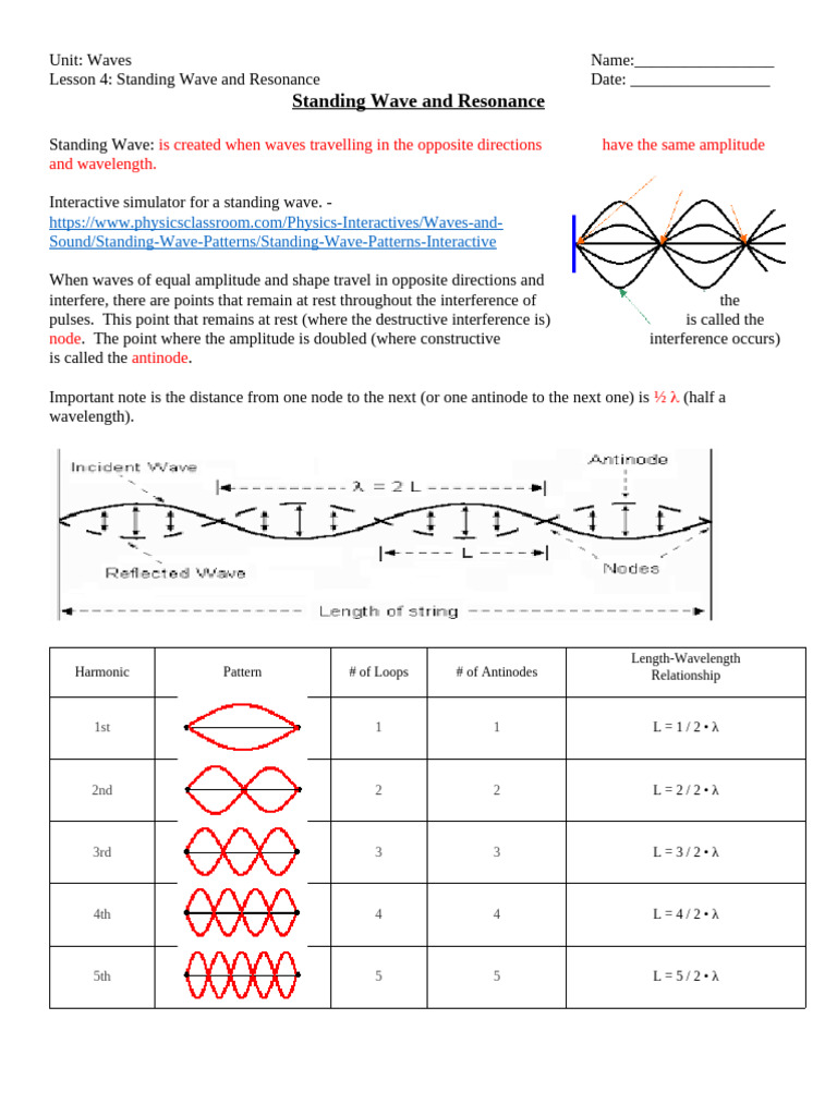 Standing Wave and Resonance - Key | PDF | Waves | Resonance
