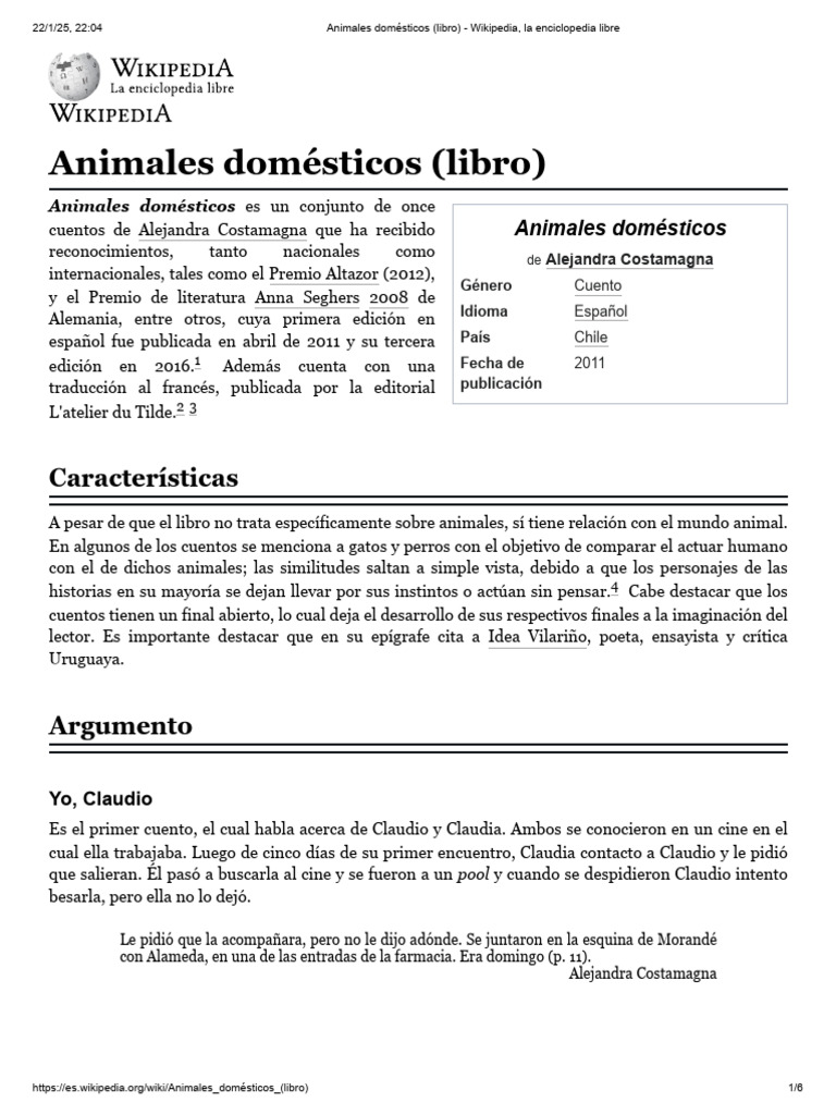 Animales Domésticos (Libro) - Wikipedia, La Enciclopedia Libre | PDF