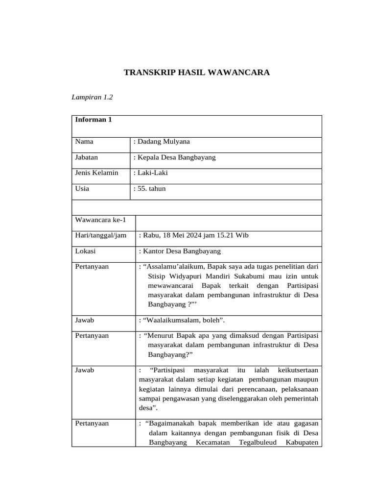 TRANSKRIP HASIL WAWANCARA Kades | PDF