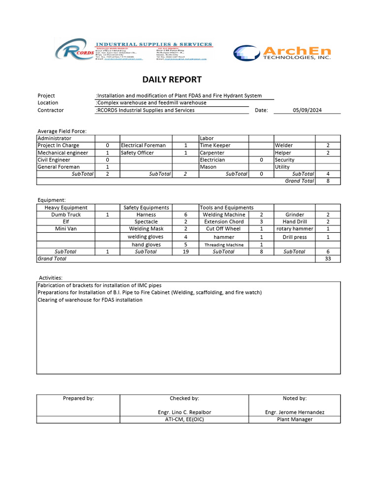 FDAS & Fire Hydrant Install Report | PDF | Manufactured Goods | Engineering