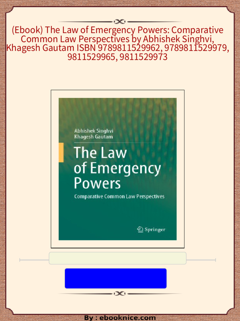 Download ebooks file (Ebook) The Law of Emergency Powers: Comparative ... Download ebooks file (Ebook) The Law of Emergency Powers: Comparative ...