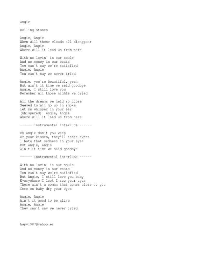 Rolling Stones Angie Lyrics Explained Pdf