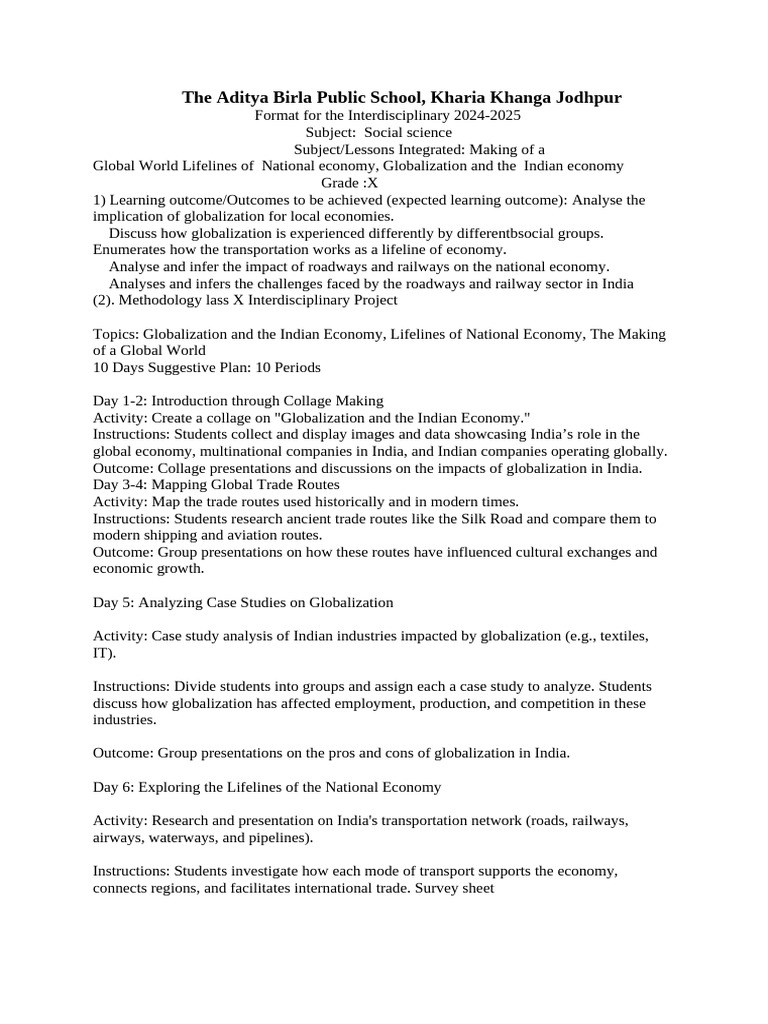 Format For The Interdisciplinary 2024 | PDF | Globalization | Rubric ...