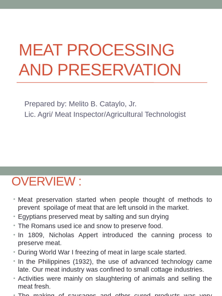 Meat Processing and Preservation PPT Upadated | PDF | Curing (Food ...