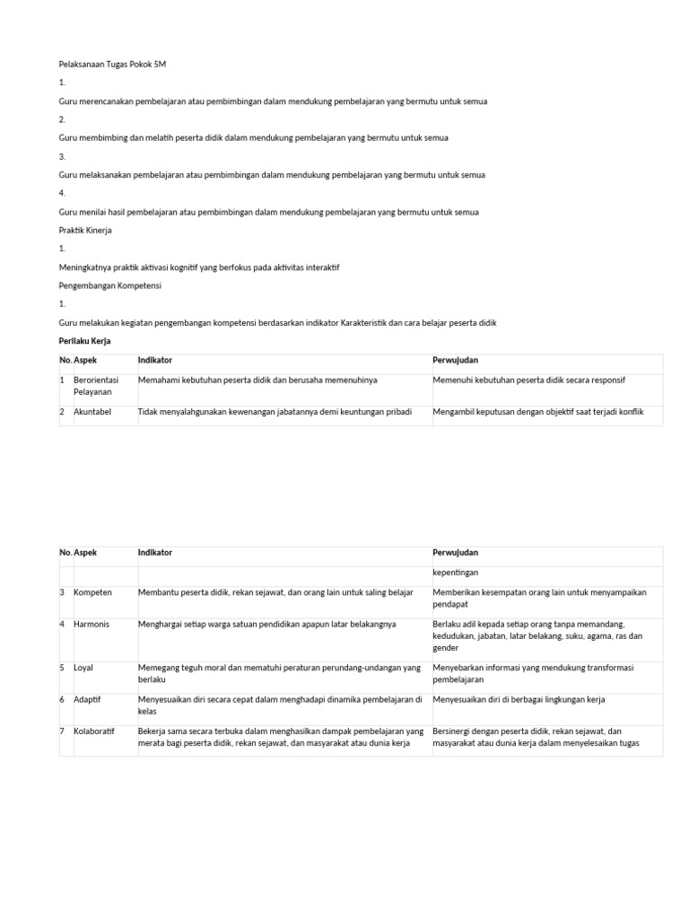 Pelaksanaan Tugas Pokok 5M Pak Rido | PDF