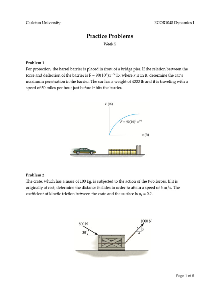 Practice Problems - Week 5 | PDF | Friction | Force