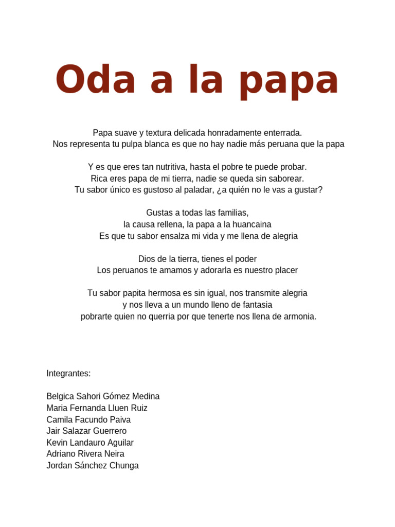 Oda A La Papa | PDF