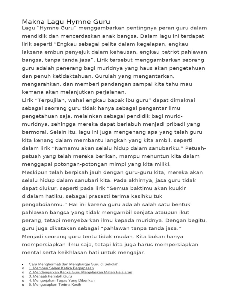 Makna Lagu Hymne Guru | PDF