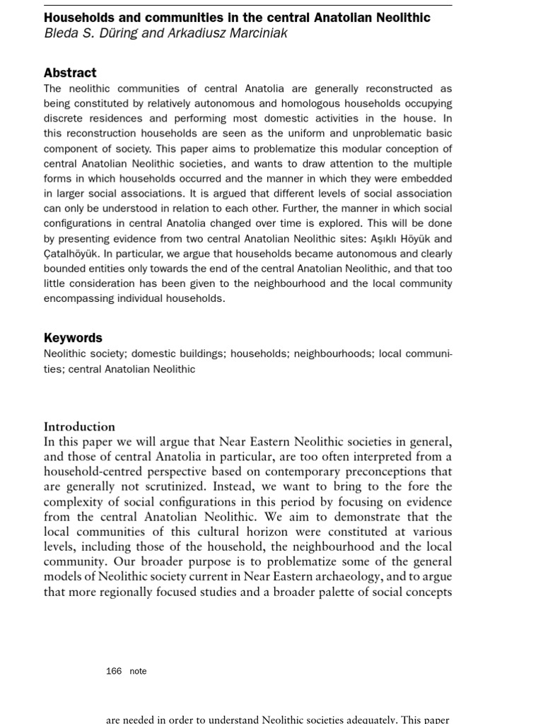 Catal Huyuk Households and Communities in The Central Anatolian ...