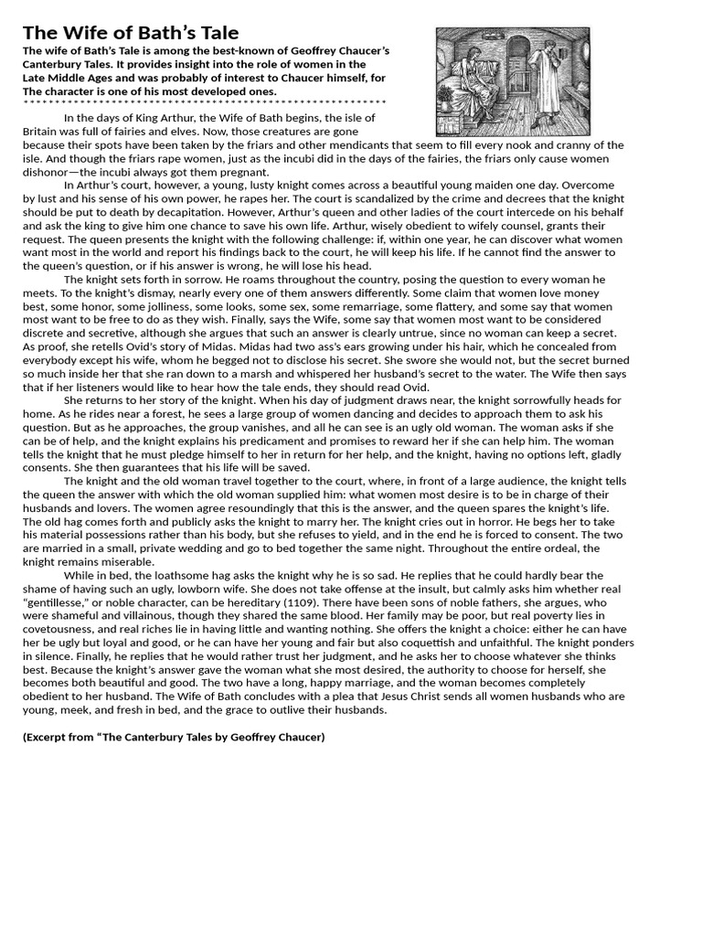 The Wife of Baths Tale | PDF