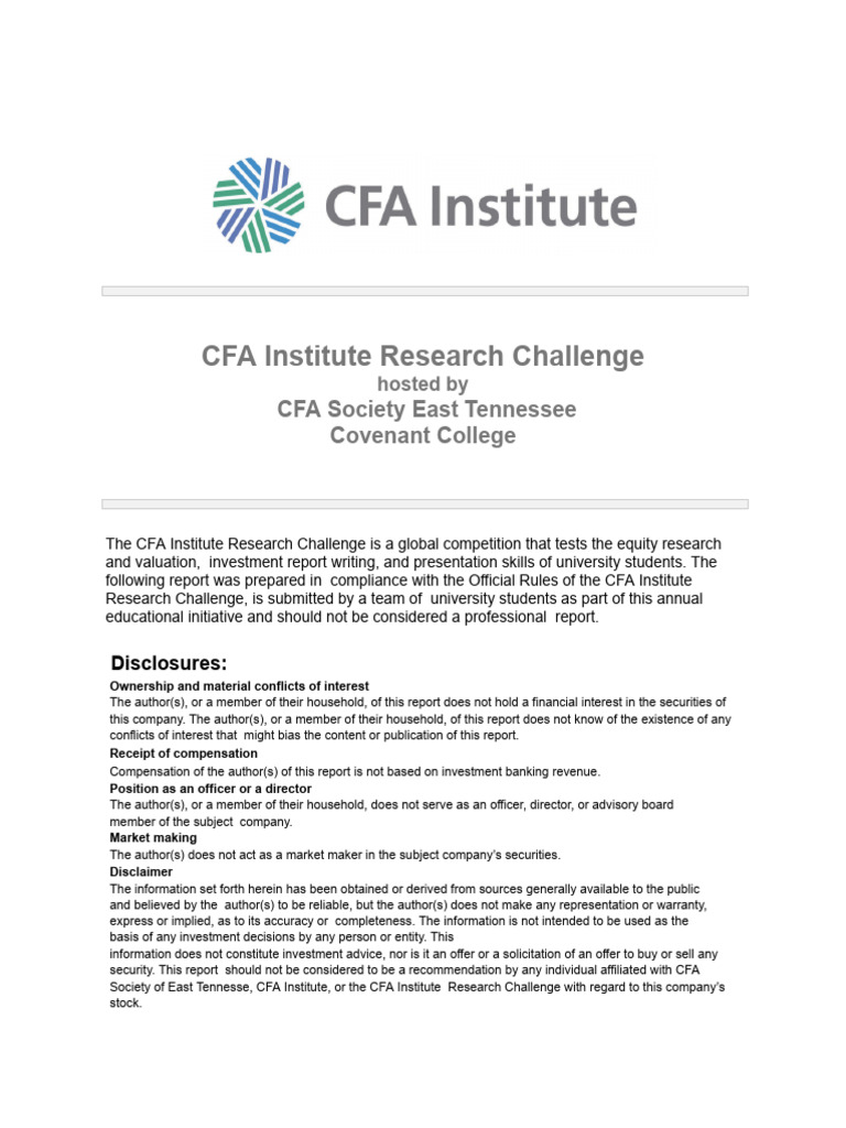 Cracker Barrel CFA Report | PDF | Dividend | Discounted Cash Flow