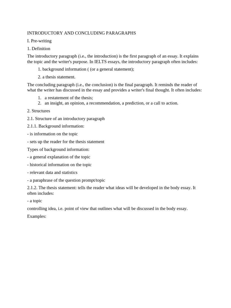 Intro and Conclusion Paragraph Guide | PDF