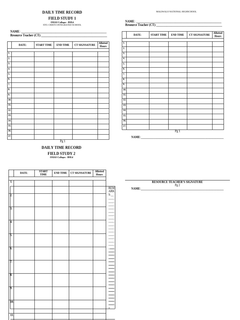 Daily Time Record Bsed | PDF