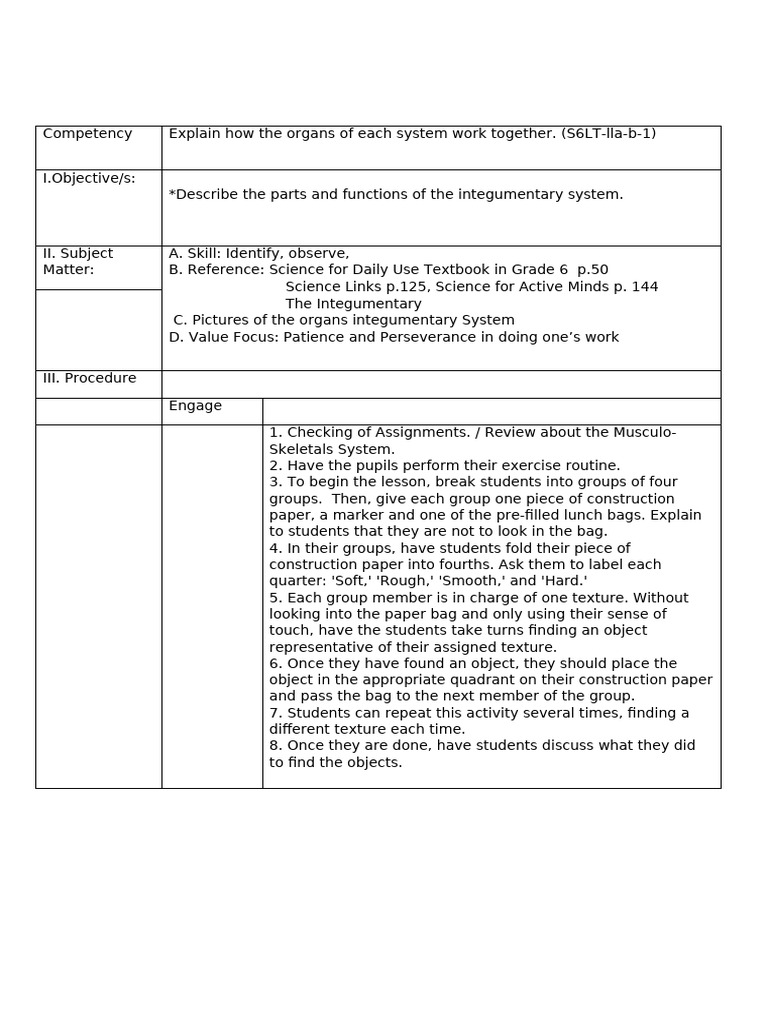 SCIENCE 6 Q2-# 5 | PDF | Skin | Integumentary System