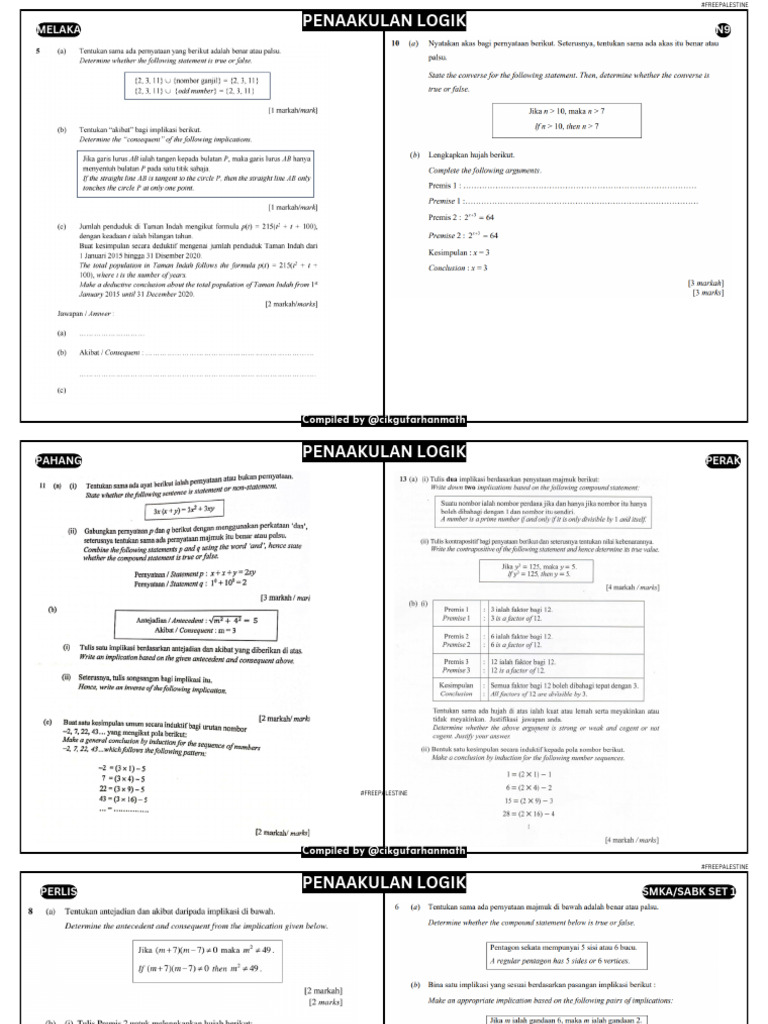 PENAAKULAN LOGIK 2023 by @cikgufarhanmath | PDF