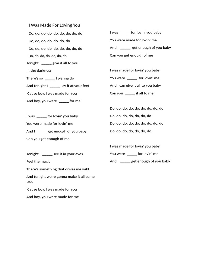 I Was Made For Loving You | PDF