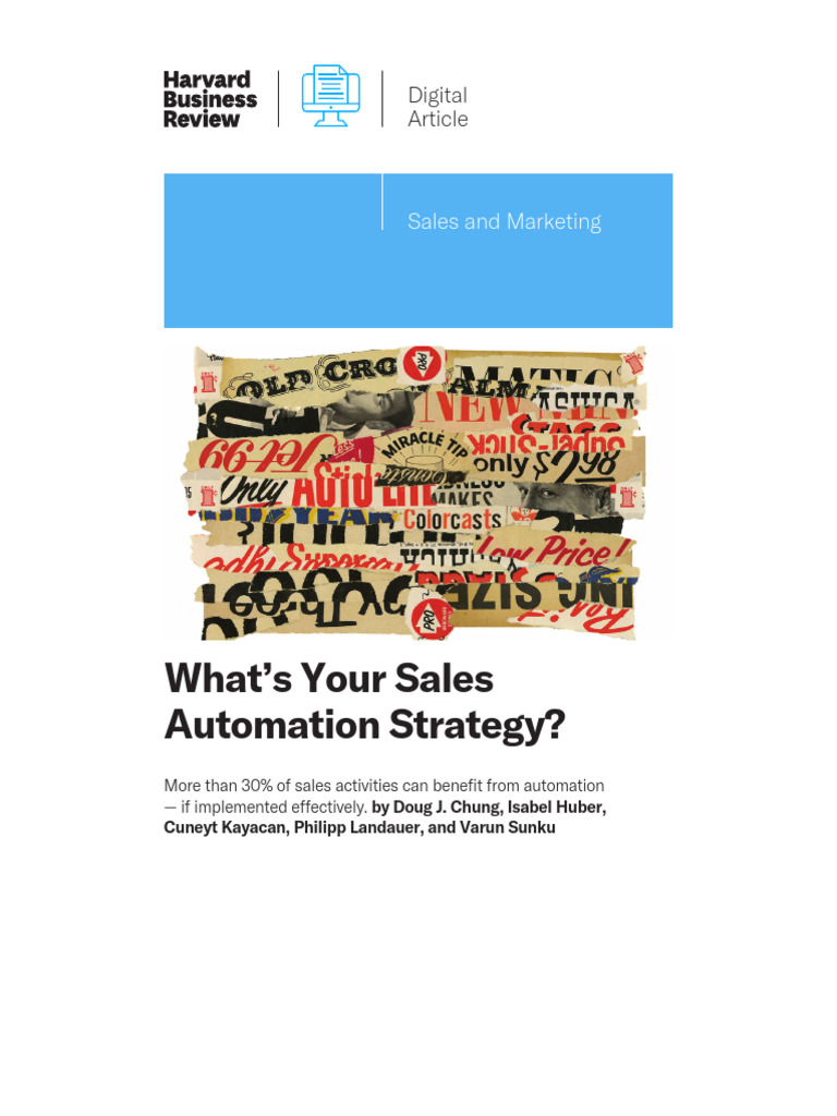 Sales Automation - HBR Reading | PDF | Automation | Agile Software Development