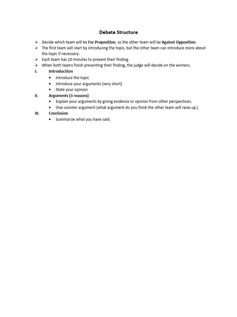 Debate Structure | PDF