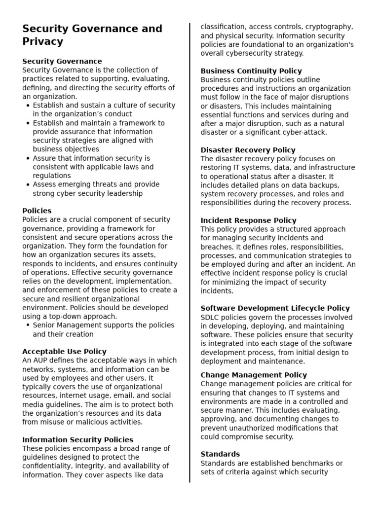 Security Governance and Privacy | PDF | Computer Security | Security
