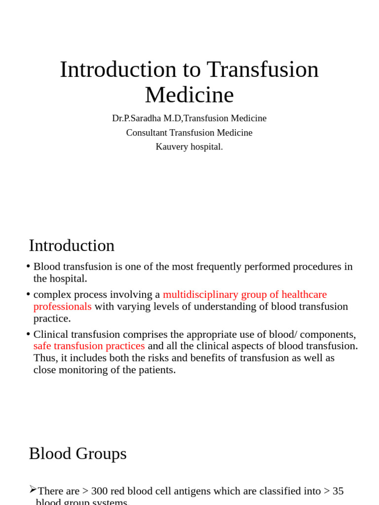Introduction To Transfusion Medicine For Nurses | PDF | Blood Type ...