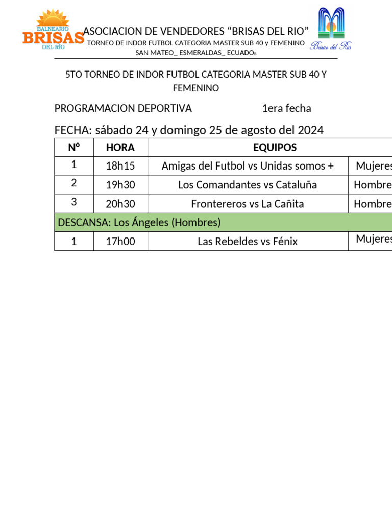5to Torneo Indor-Futbol | PDF