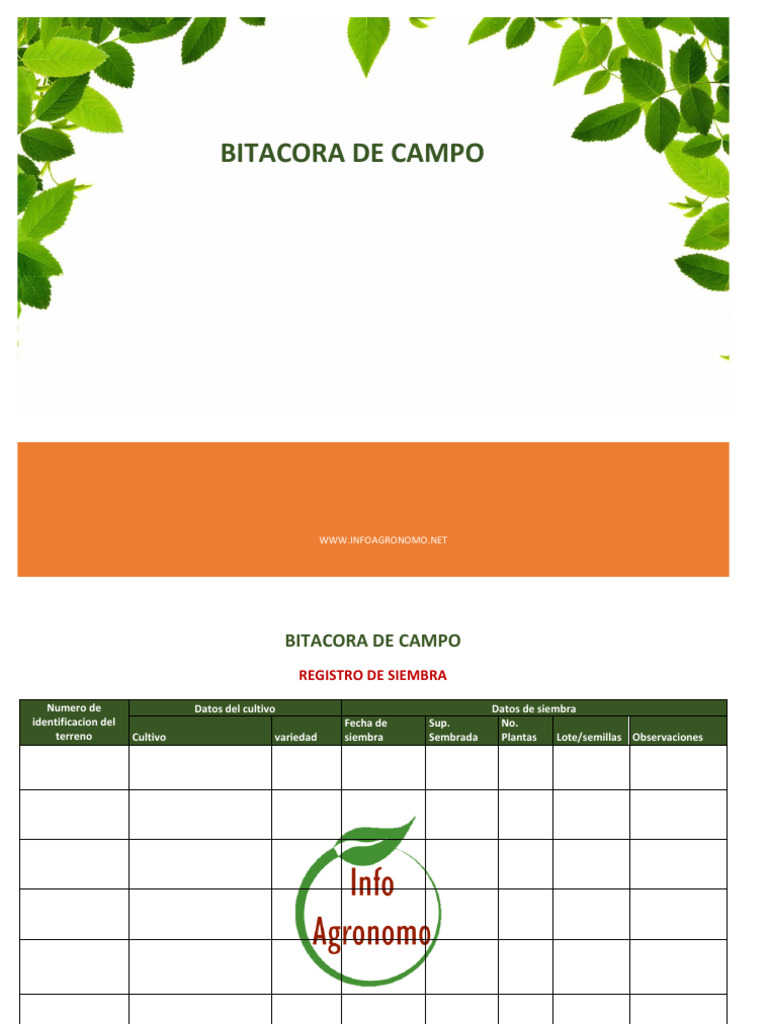Bitácora de Campo Agrícola | PDF | Agricultura | Siembra